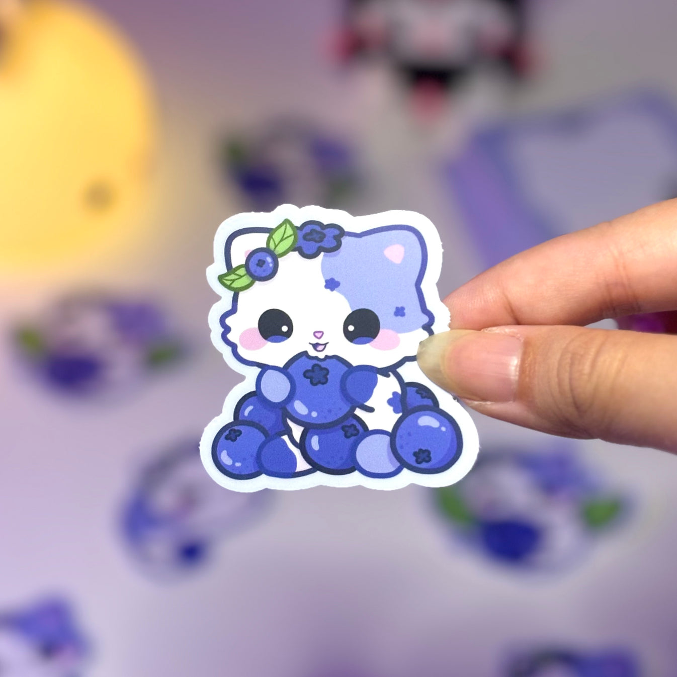 Blueberry Cat Waterproof Matte Sticker – owloArt