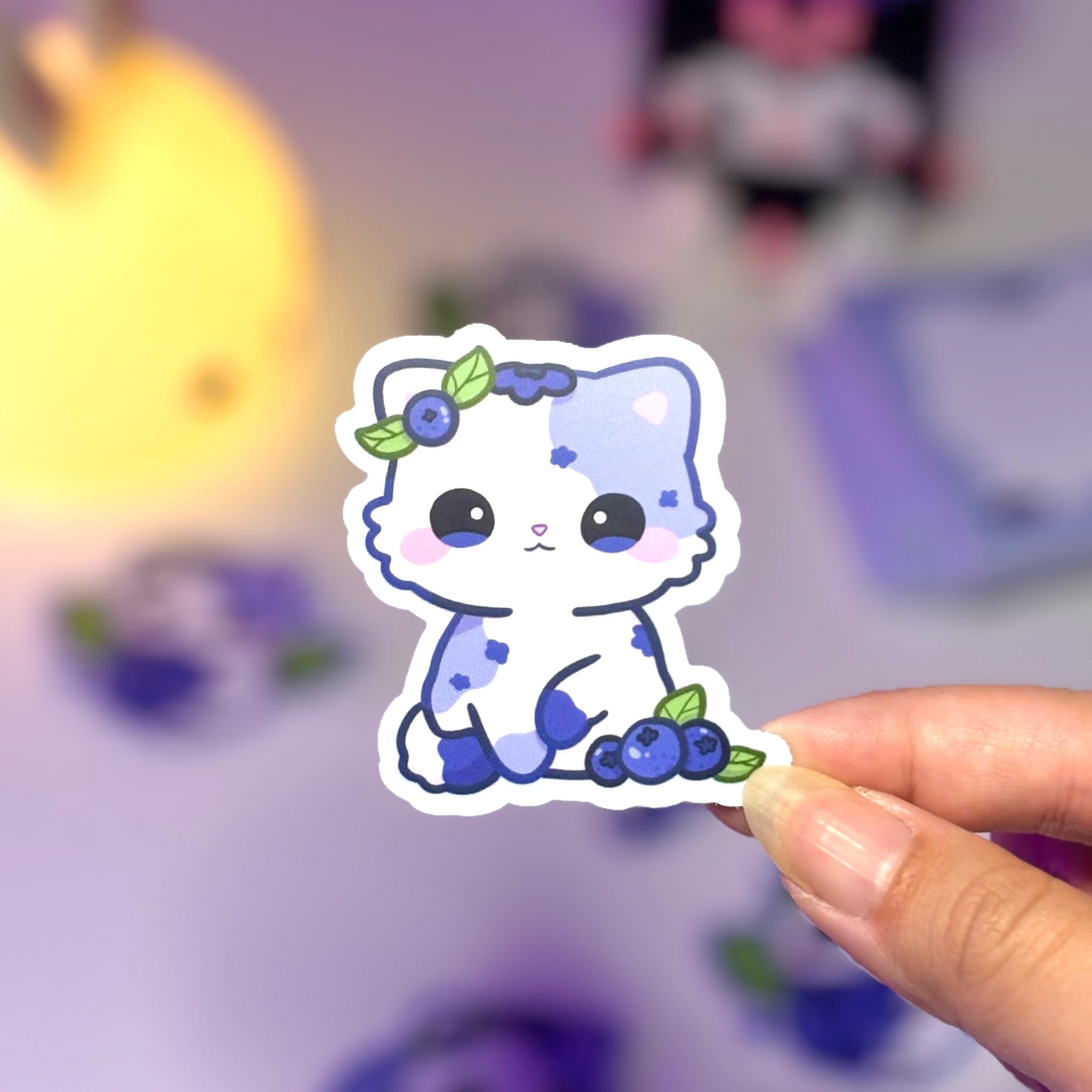 Blueberry Cat Waterproof Matte Sticker – owloArt